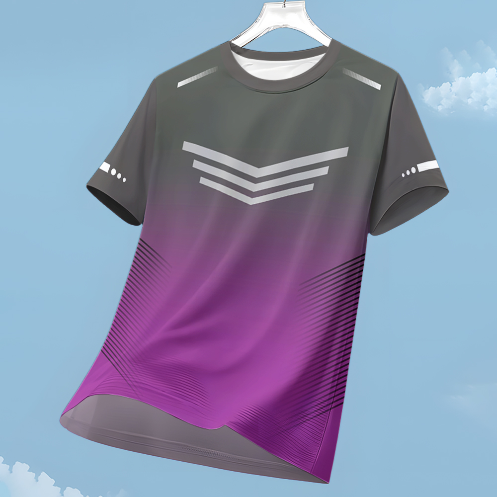 Ice Silk Fitness T-shirt Mesh Short Sleeve Casual Dri-Fit Tops For Men ...