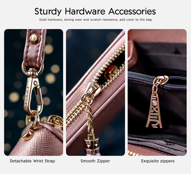FOXER Long Wallet Cowhide Wallet Fashionable And Exquisite Credit Card ...