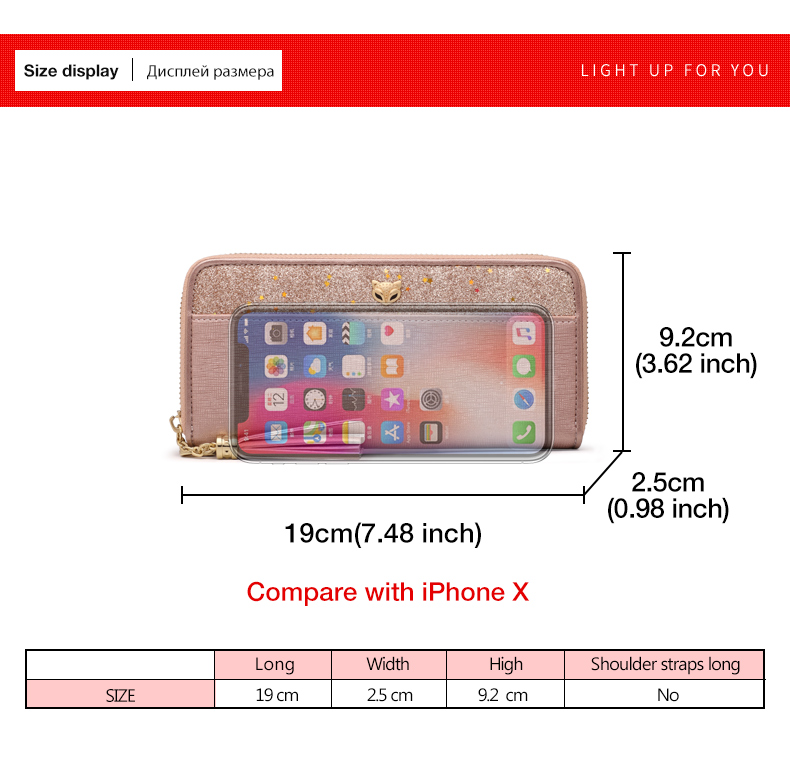 FOXER Long Wallet Cowhide Wallet Fashionable And Exquisite Credit Card ...