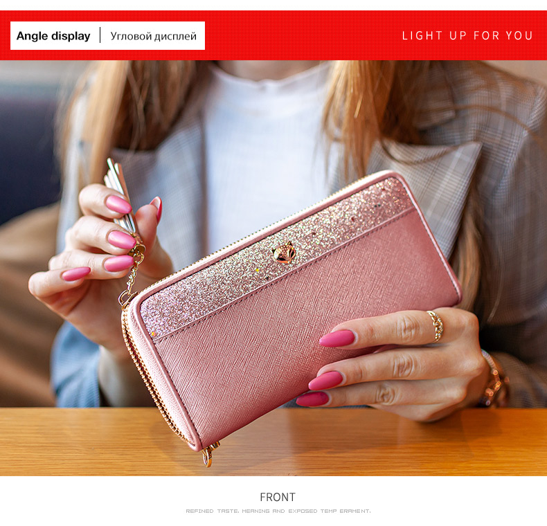 FOXER Long Wallet Cowhide Wallet Fashionable And Exquisite Credit Card ...