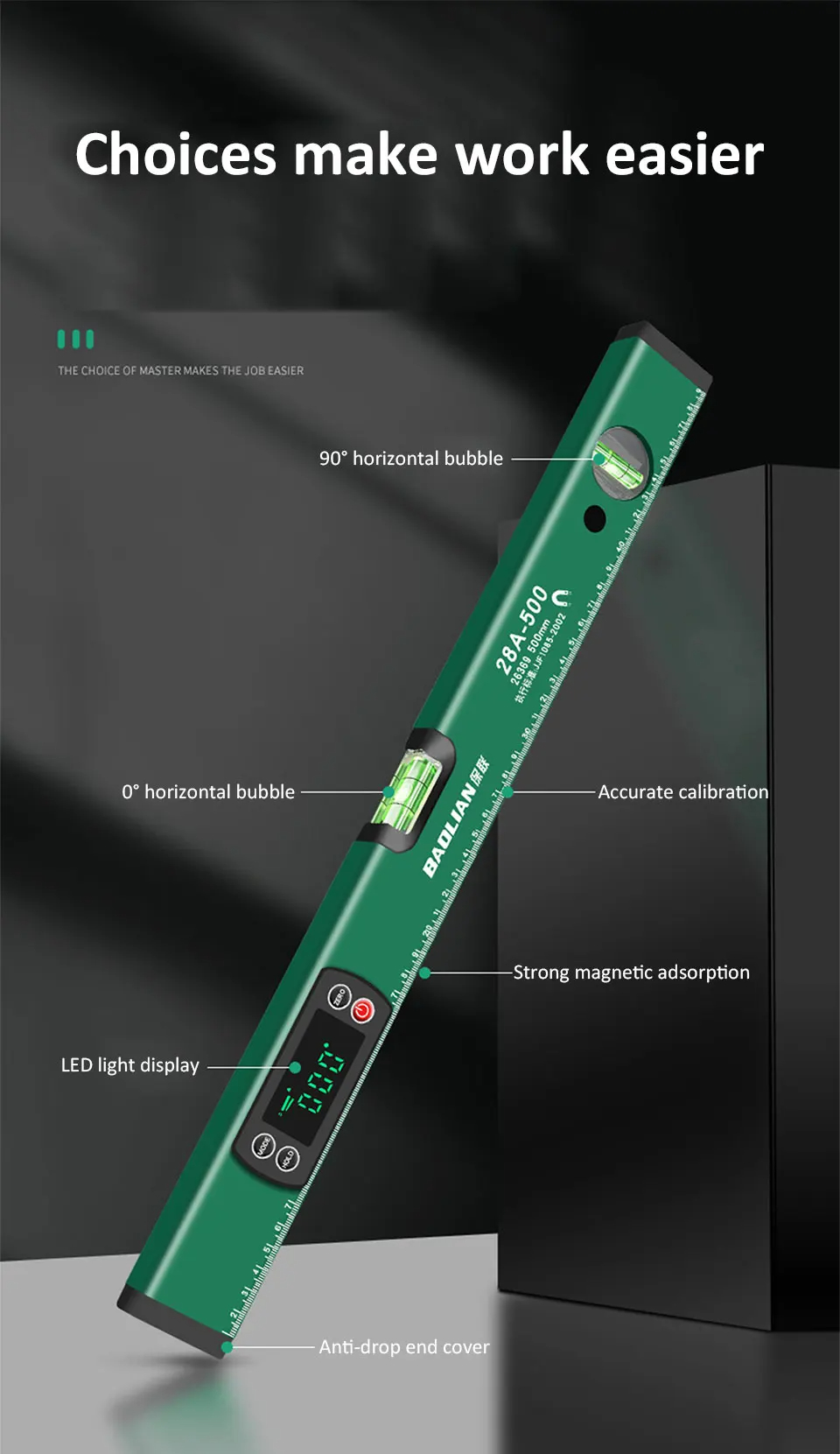 Digital Level & Protractor Electronic Bubble Inclinometer with LED ...
