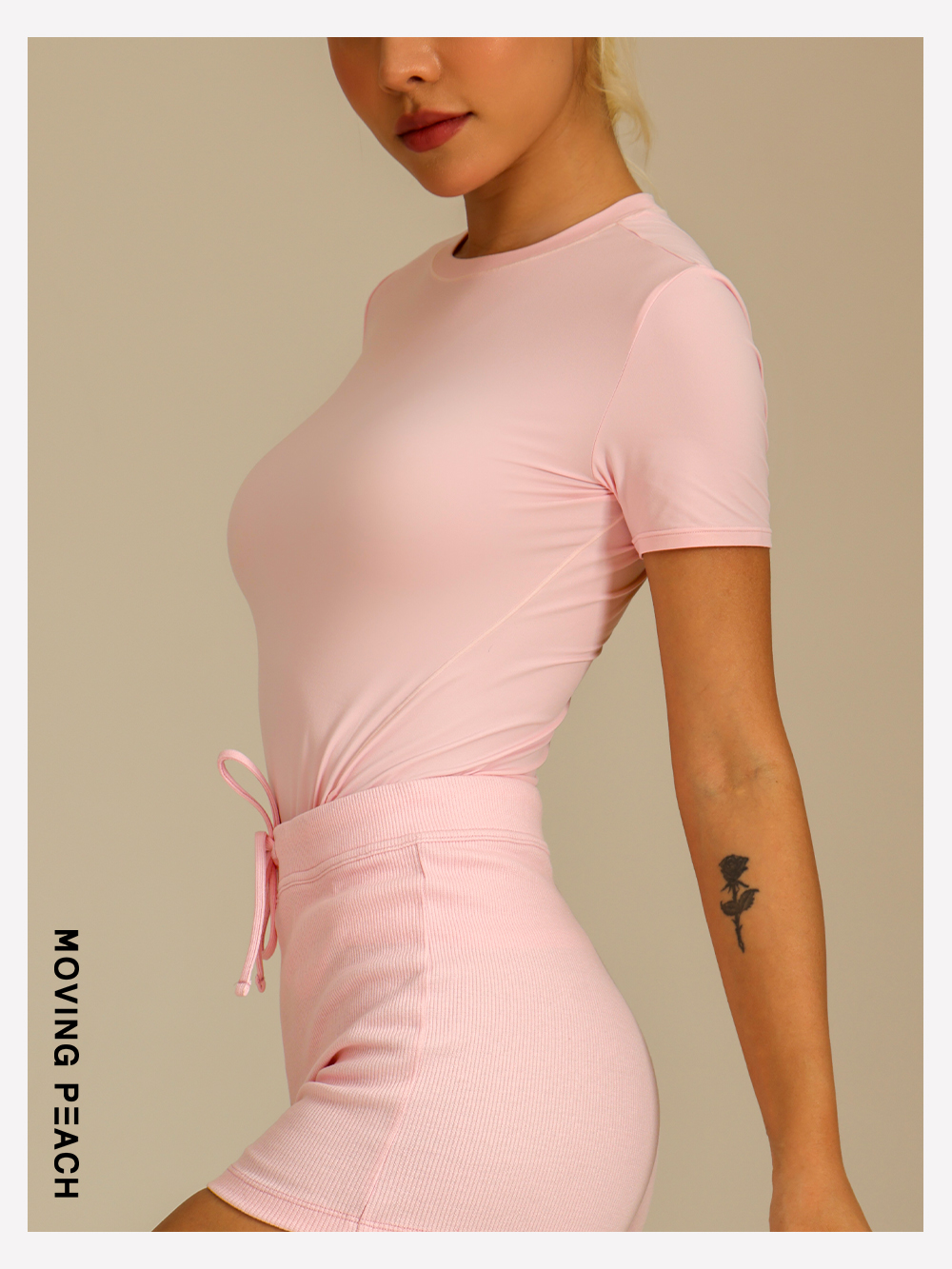MOVING PEACH Women Sports T-shirts Buttery Soft Slim Fit Yoga Top Round ...
