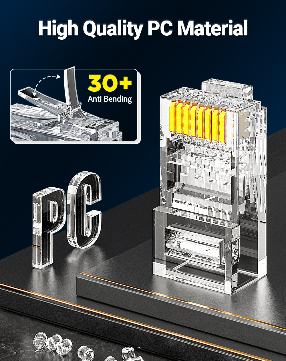 AMPCOM RJ45 Modular Plug in Canister Packaging Pass-Thru CAT6 Connector ...