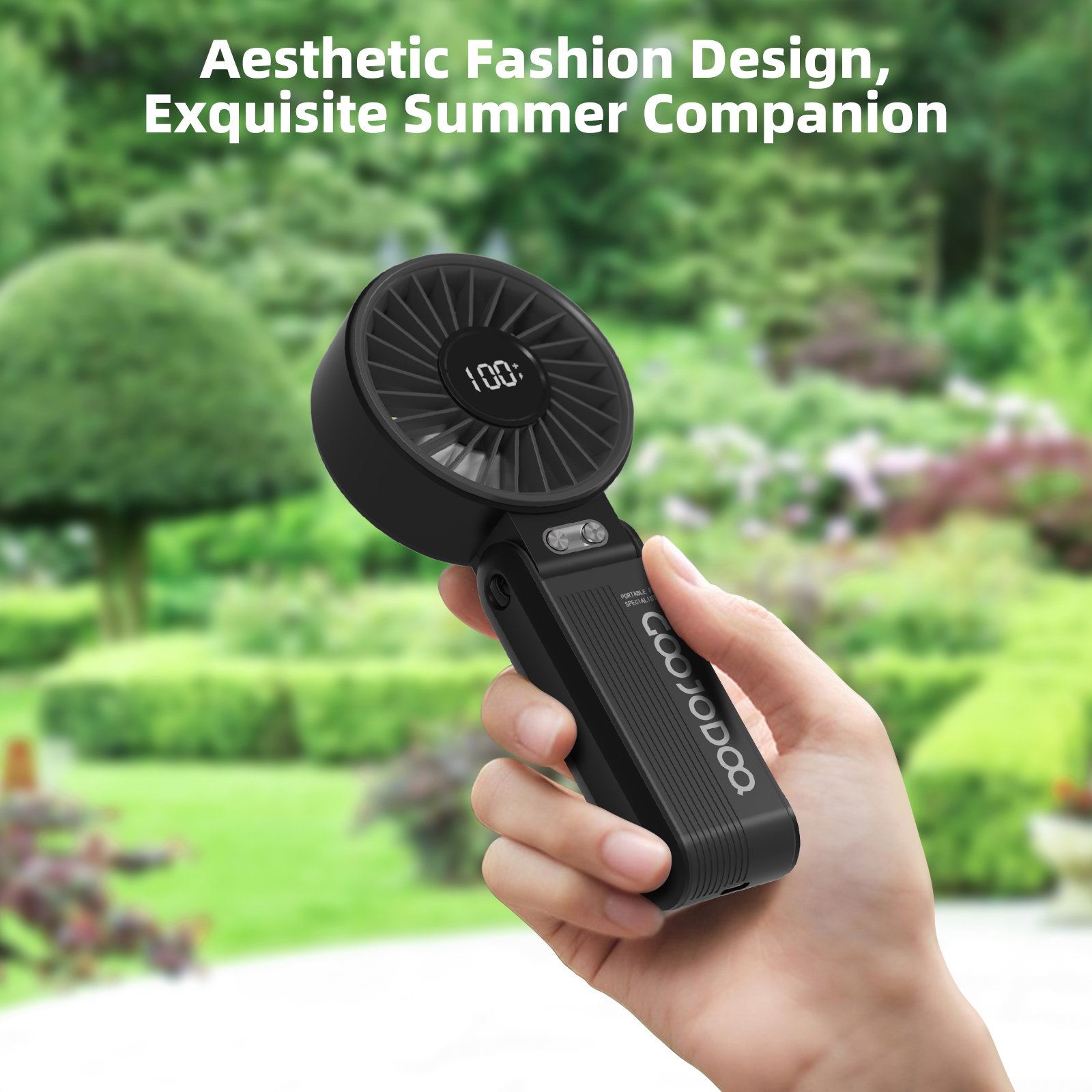GOOJODOQ Mini Fan 4000mAh High-speed Portable 3 Gear Wind Foldable ...
