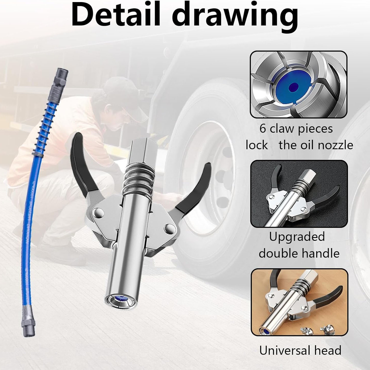 10000 PSI Double Handle Grease Quick Self Locking Coupler Tool Leak ...