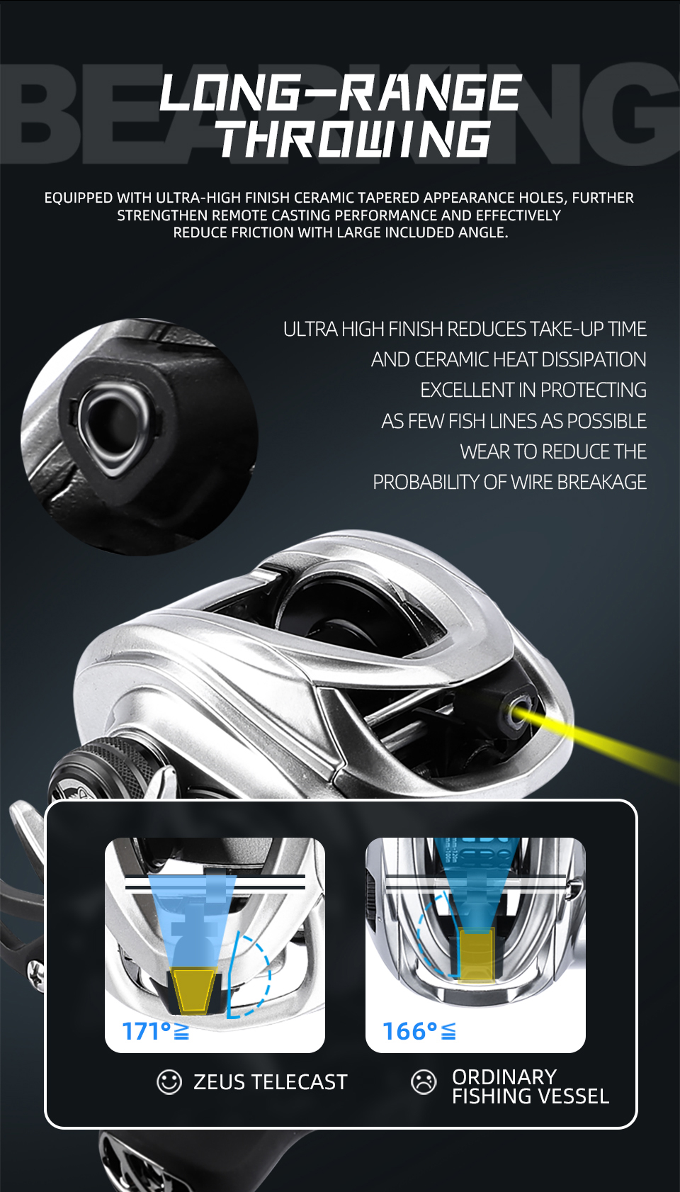 Bearking Zeus Metal Baitcasting Fishing Reel Weight 161g 8+1BB 7.3:1 Gear Ratio with 7KG Drag ...