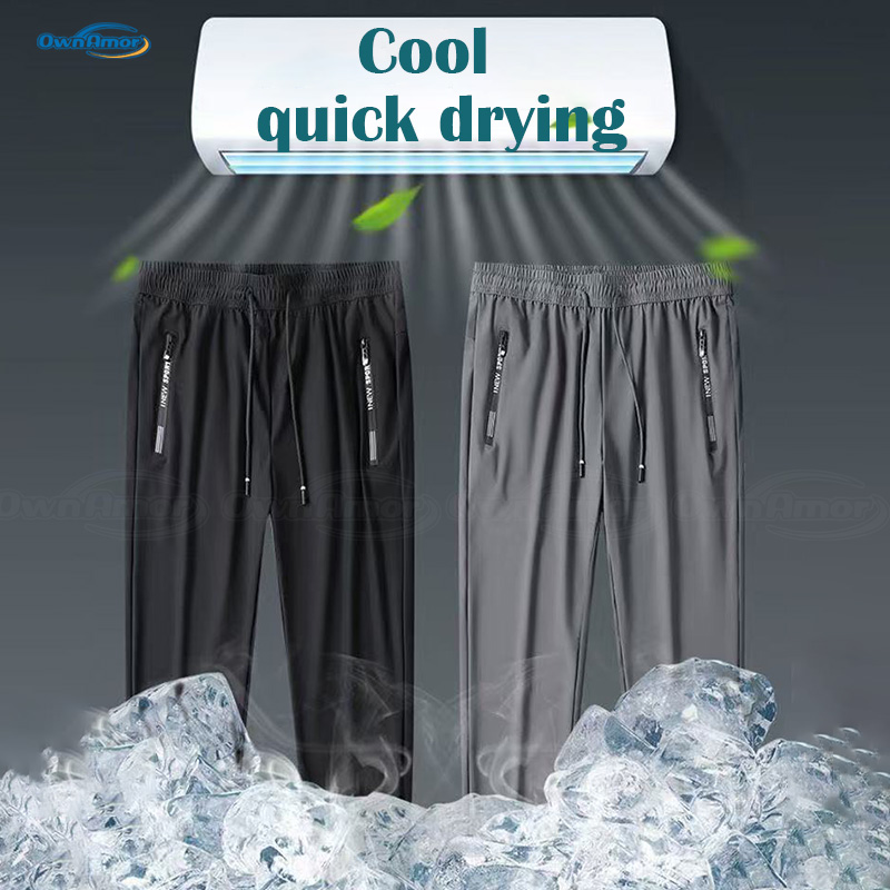 【M-8XL】Plus Size Men's Long Pants Super Elastic Quick Dry Thin Casual ...