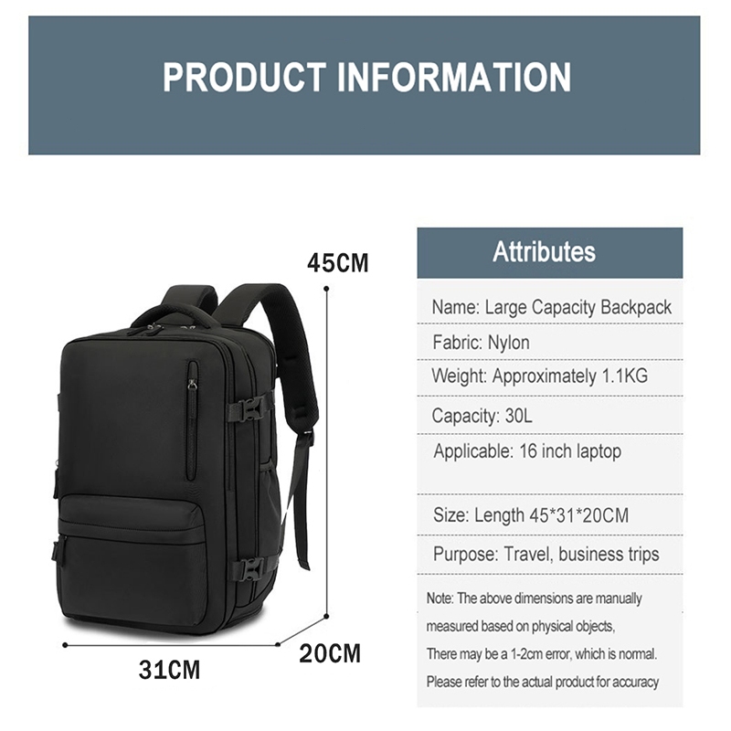 Waterproof Travel Backpack Multifunction Laptop Backpack 16 inch ...