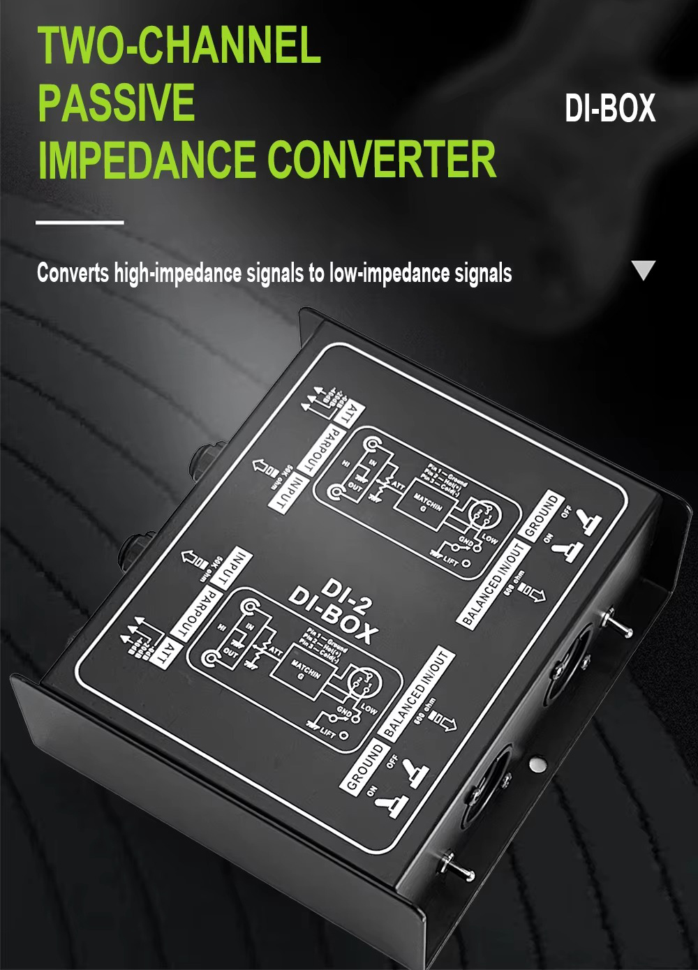 Audio DI Box Passive Audio Direct Injection Box Low Noise Guitar Bass ...