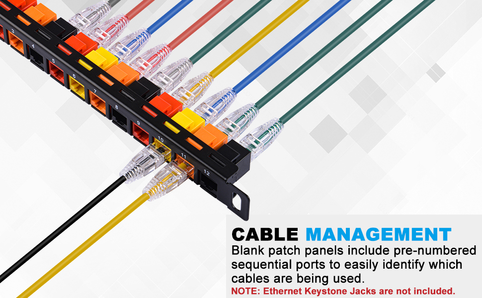 DeskPi Rackmate Accessories 10inch 12 Port Blank Keystone Patch Panel ...