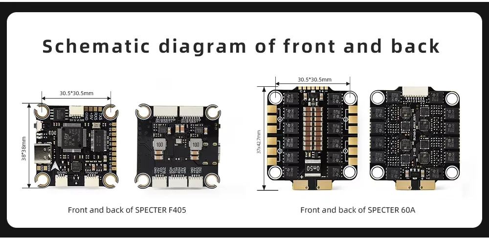 HGLRC SPECTER F460 Stack F405 V2 MPU6000 Flight Controller BLHELI_S 60A ...