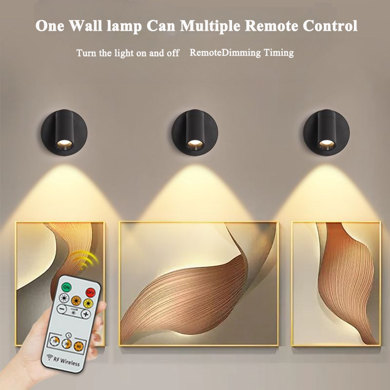 Remote Control Led Bedside Wall light USB Rechargeable Wireless ...