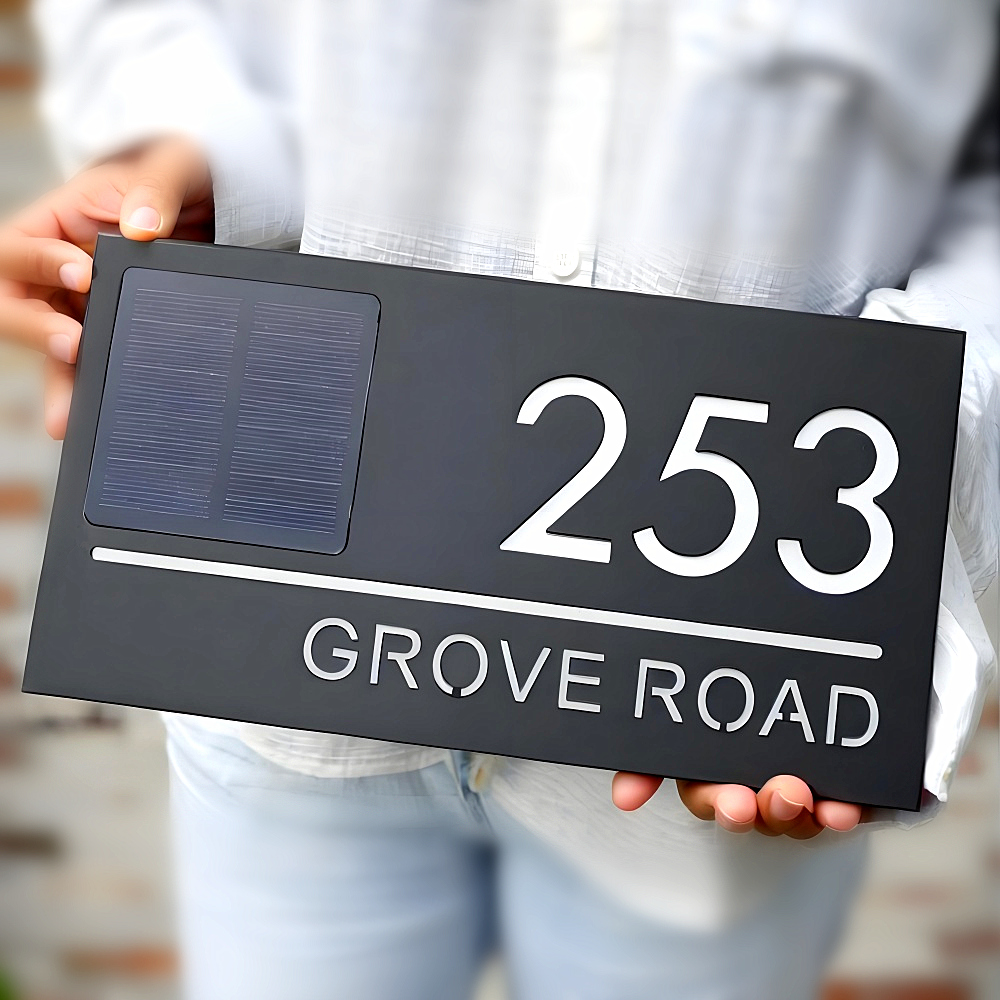 Customized House Number Plate - Solar Powered Door Plate - LED Door ...