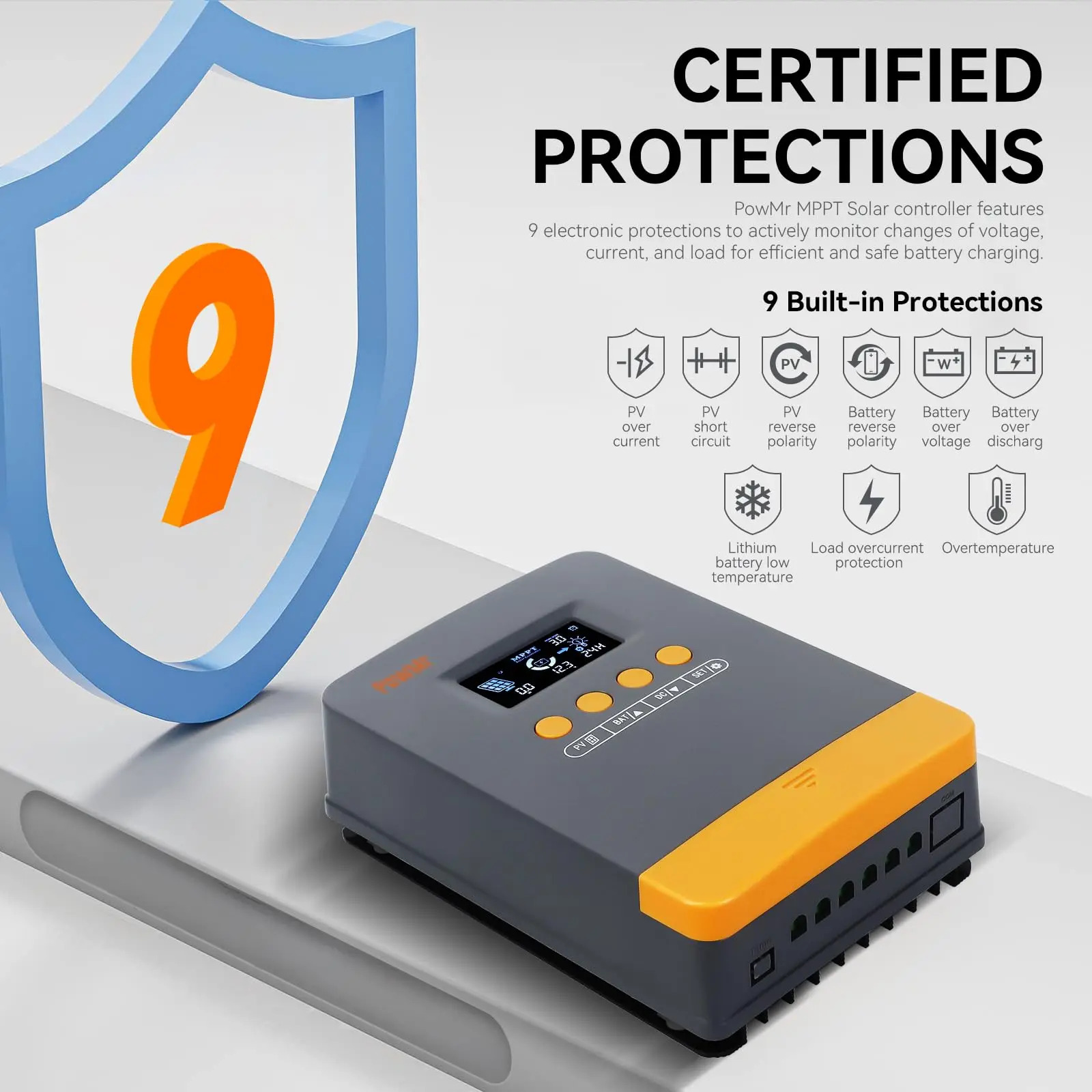 PowMr MPPT 25A/35A/45A Solar Charge Controller 12V/24V Automatic with ...