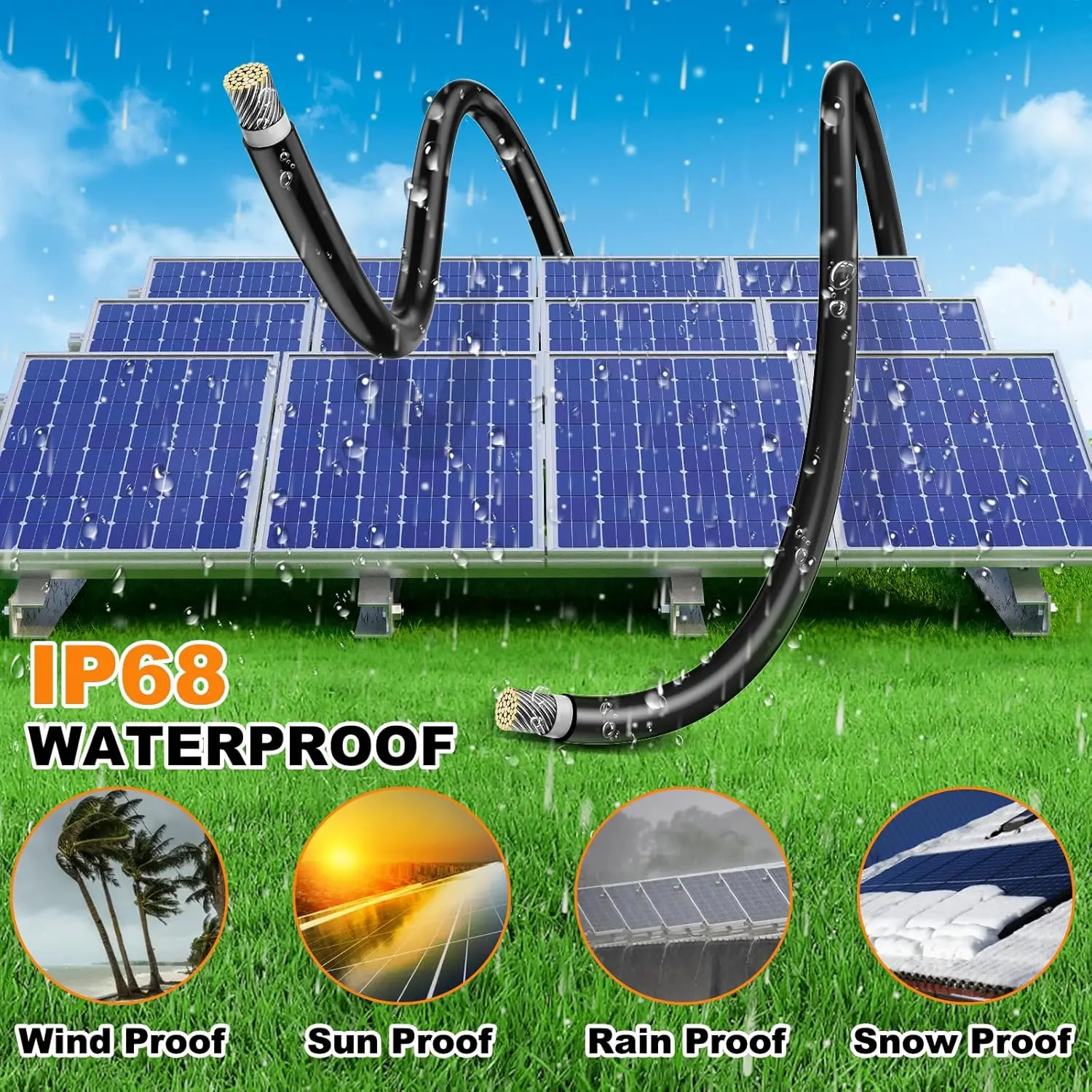 PowMr MC4X4 3M/6M/9M/10M Black & Red Solar Panel Cable 4mm² 12AWG Solar ...