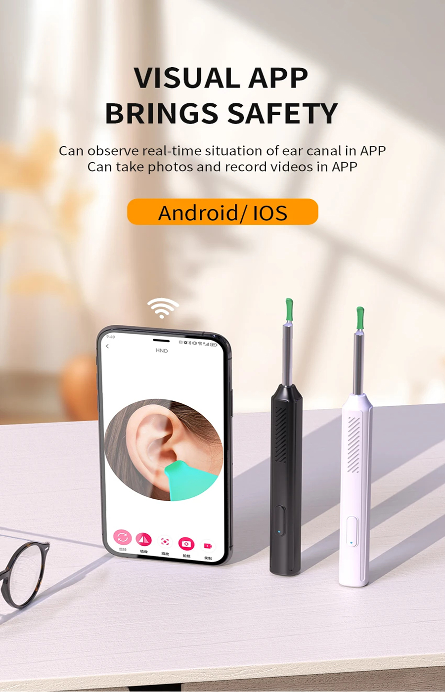 Smart Visual Ear Cleaner With Camera,1296P Ear Sticks Otoscope USB ...