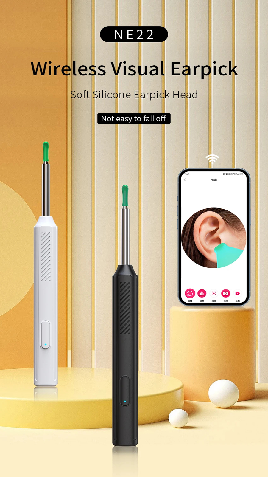 Smart Visual Ear Cleaner With Camera,1296P Ear Sticks Otoscope USB ...
