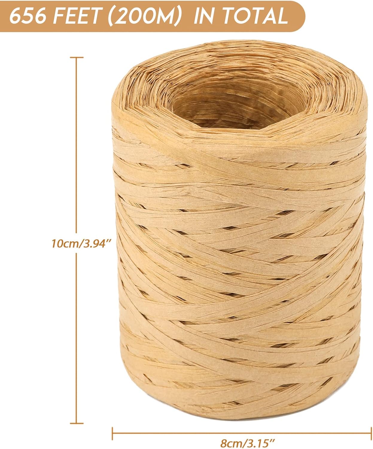 200m Raffia Ribbon for Gift Wrapping, Natural Paper Ribbon, Raffia Yarn ...