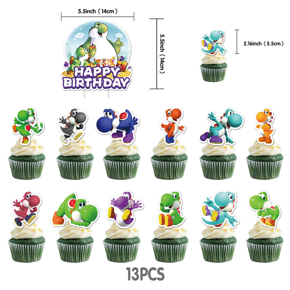 Super Mario Game Yoshi Birthday Party Decoration Kids Banner Cake ...