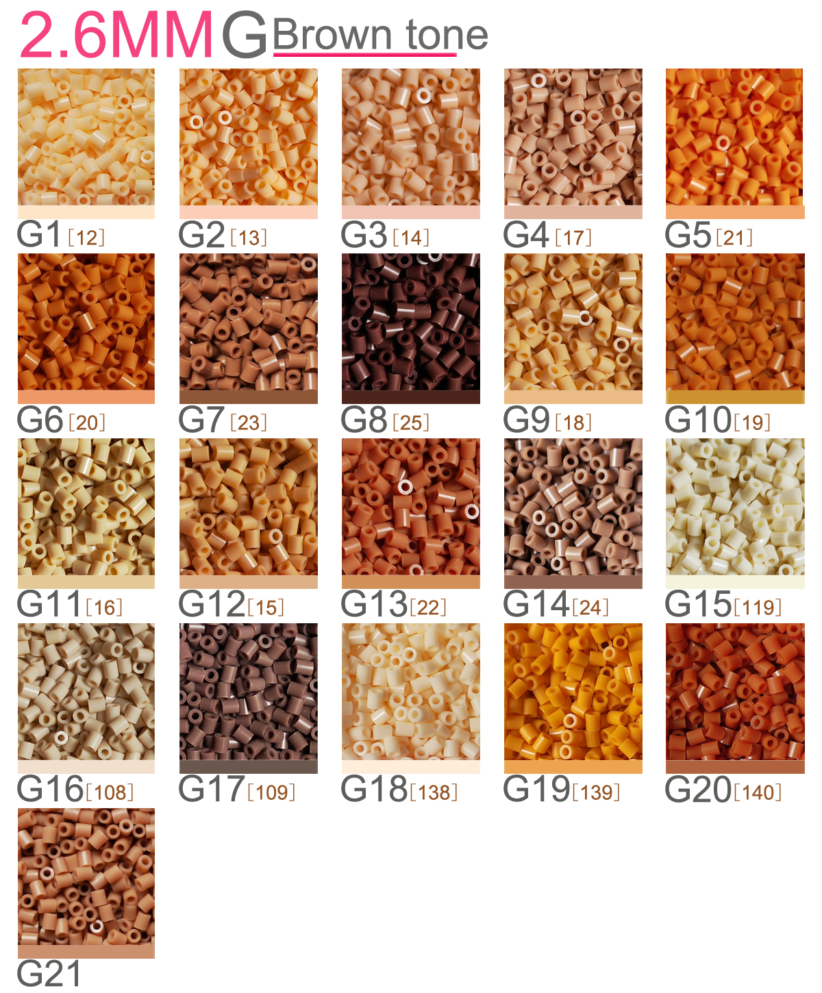 2.6mm Mini Beads 1000PCS Brown Colors Pixel Art Fuse Beads for Kids ...