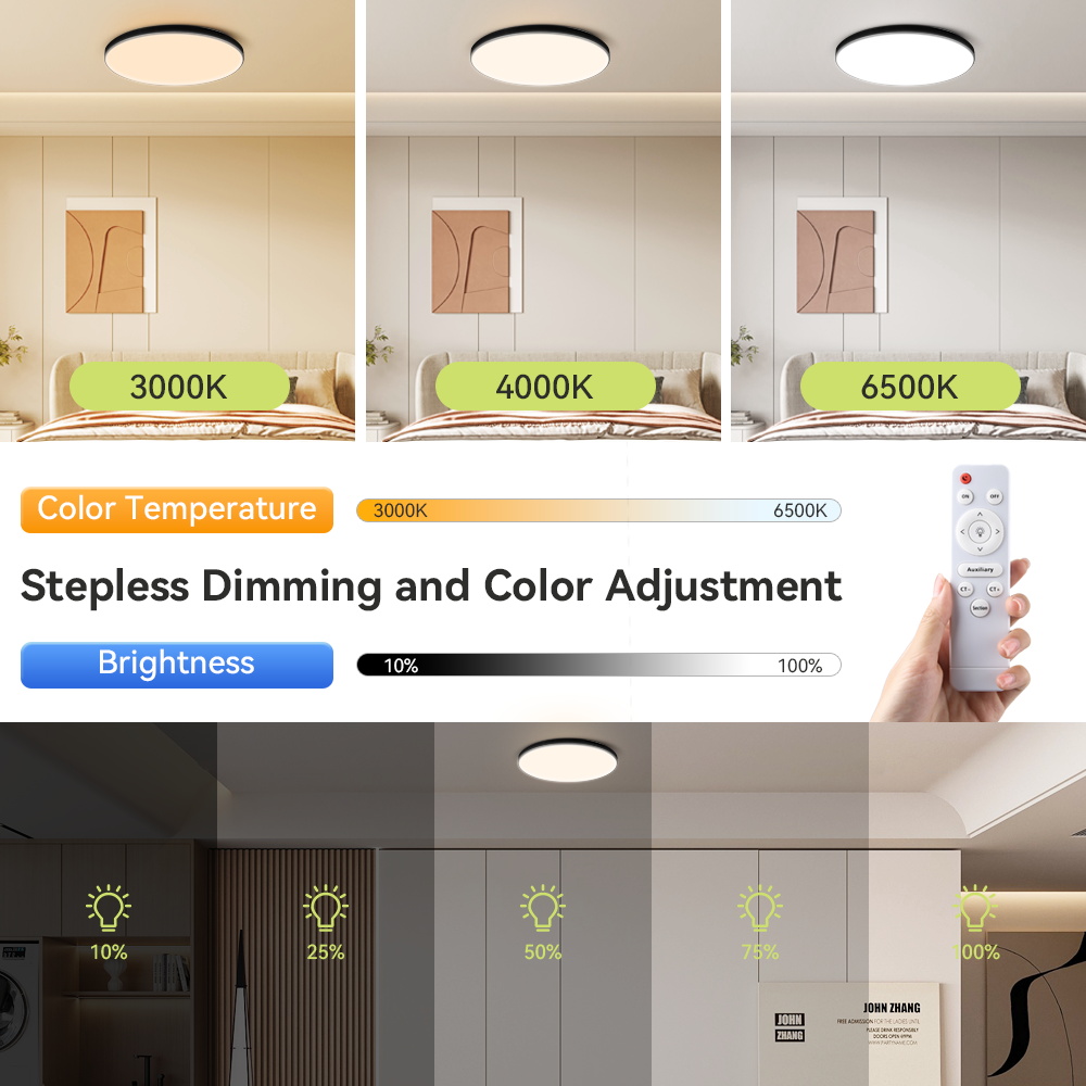 3 Colour Dimmable LED Ceiling Light With Remote Control Modern Ceiling ...