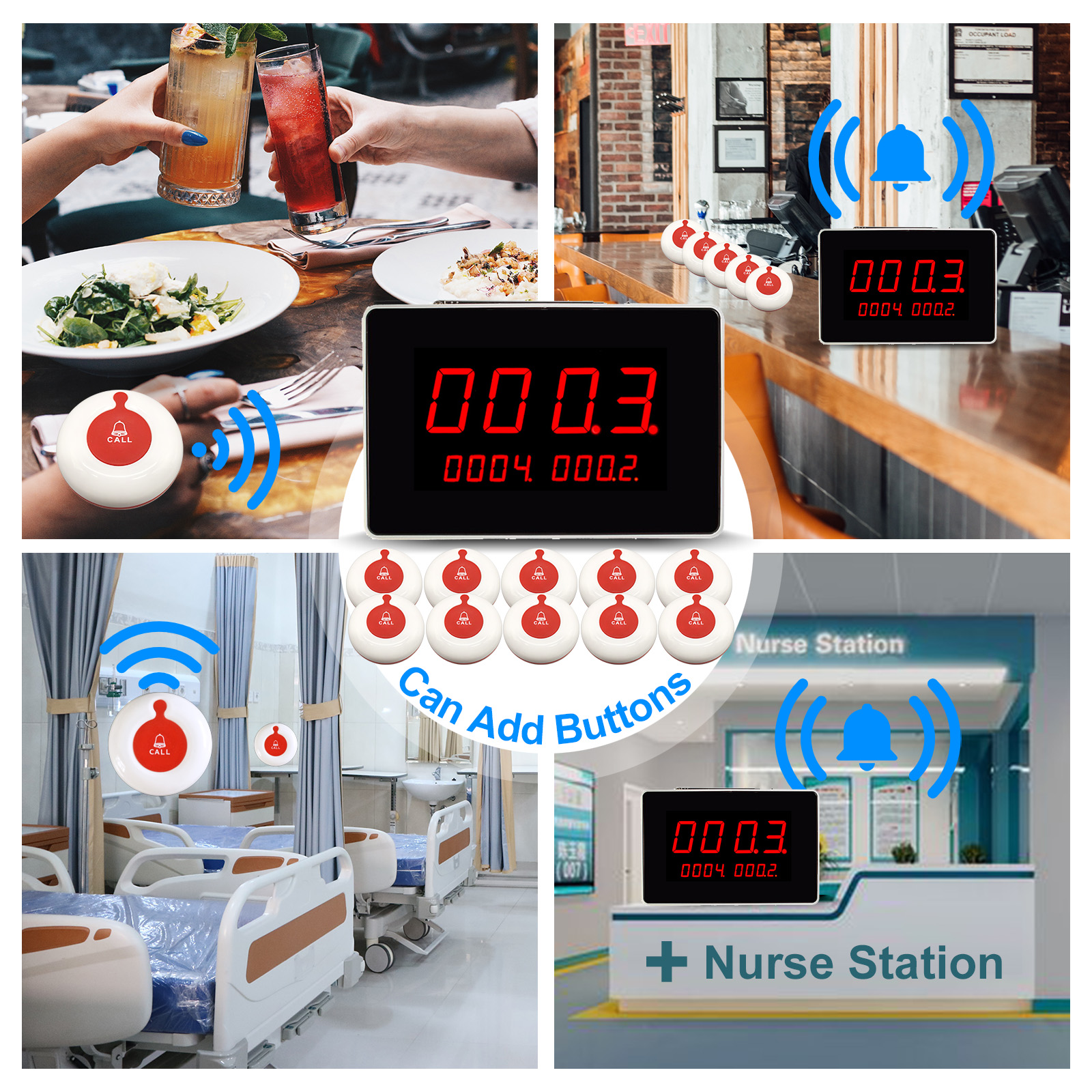 Restaurant Calling System Wireless Waiter Service Call Bell Button ...