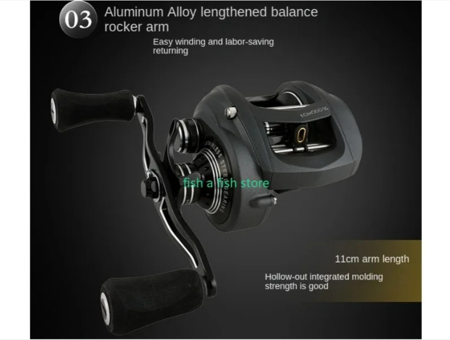 Okuma Komodo SS Superstrong Stainless Steel Gear Baitcast Fishing Reels ...