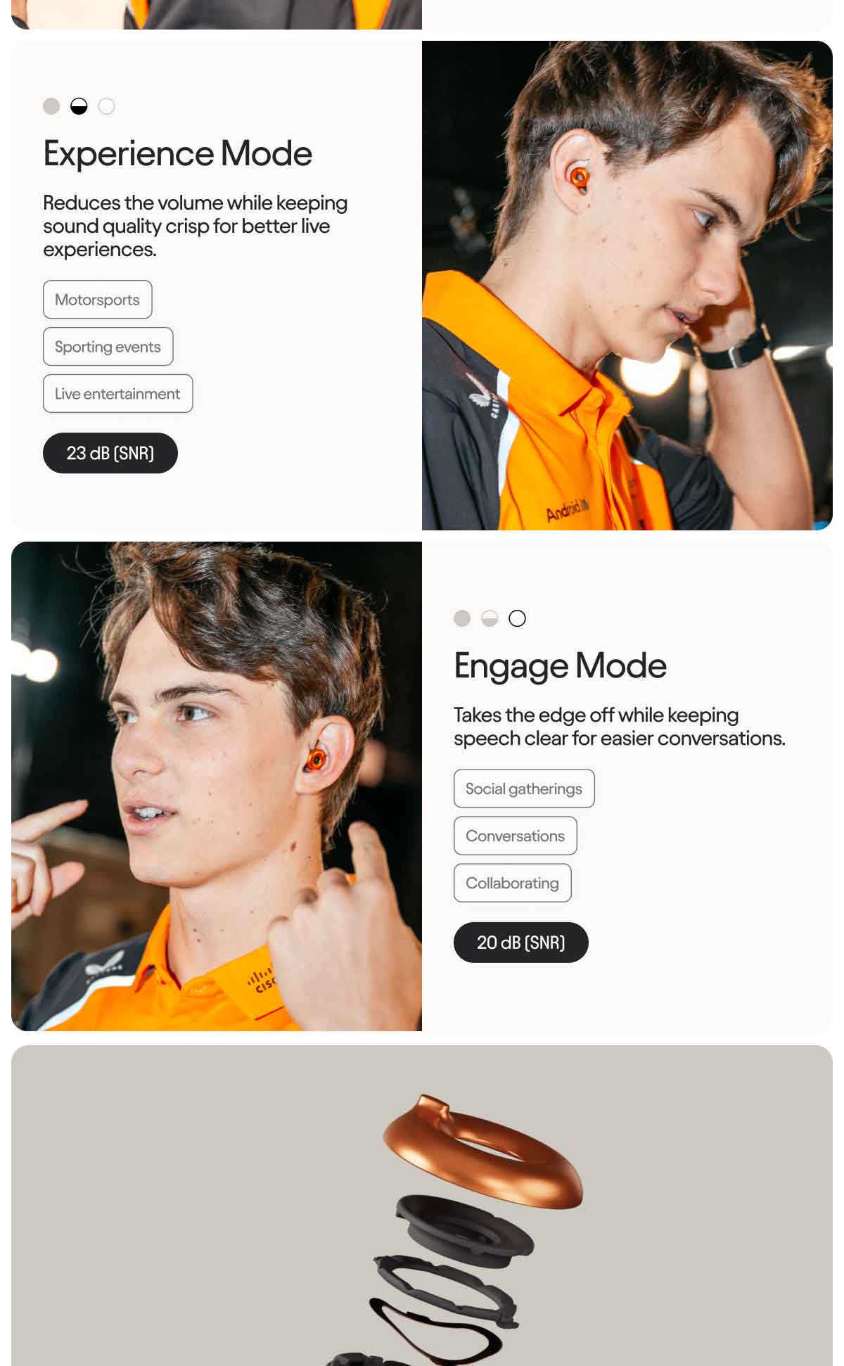 Loop Switch 2 Earplugs X McLaren F1 Team - 3 Noise Relief Modes for ...