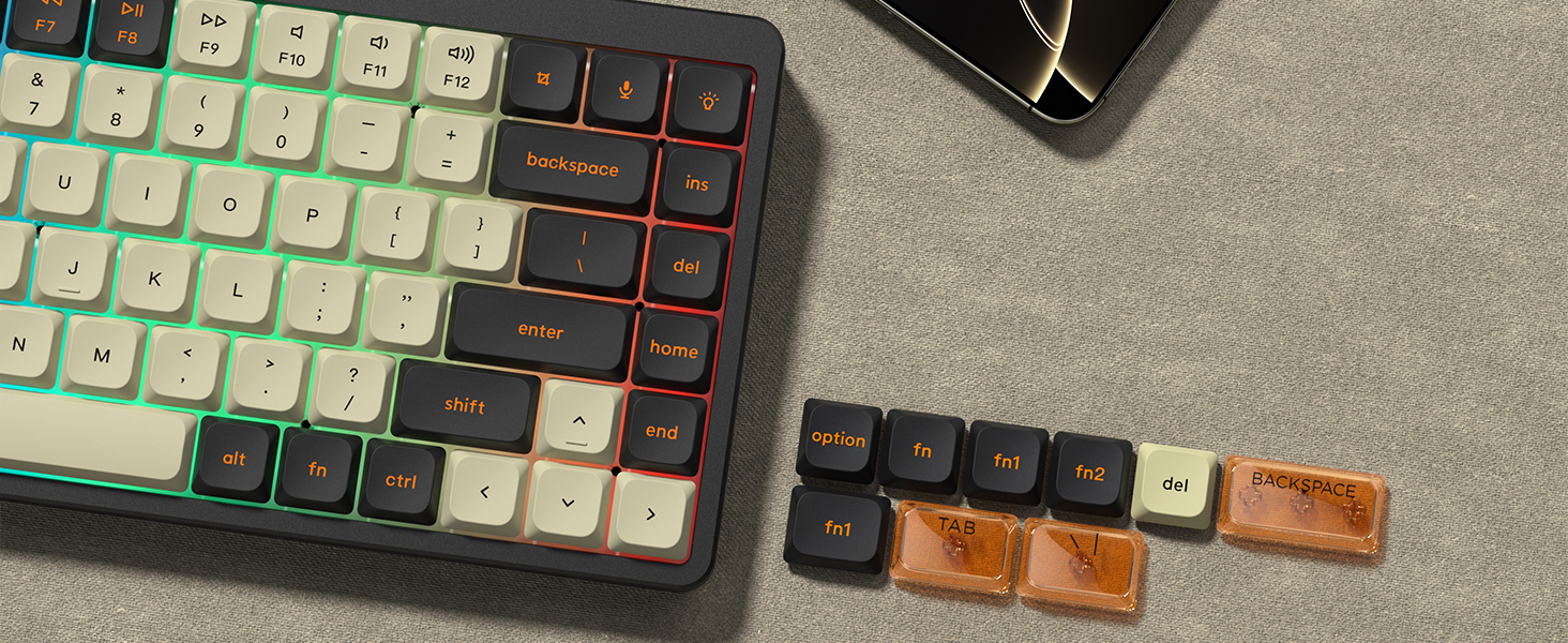 Womier Carbon Skyline R3 Low Profile PBT+PC Double-Shot Keycaps Set for ...