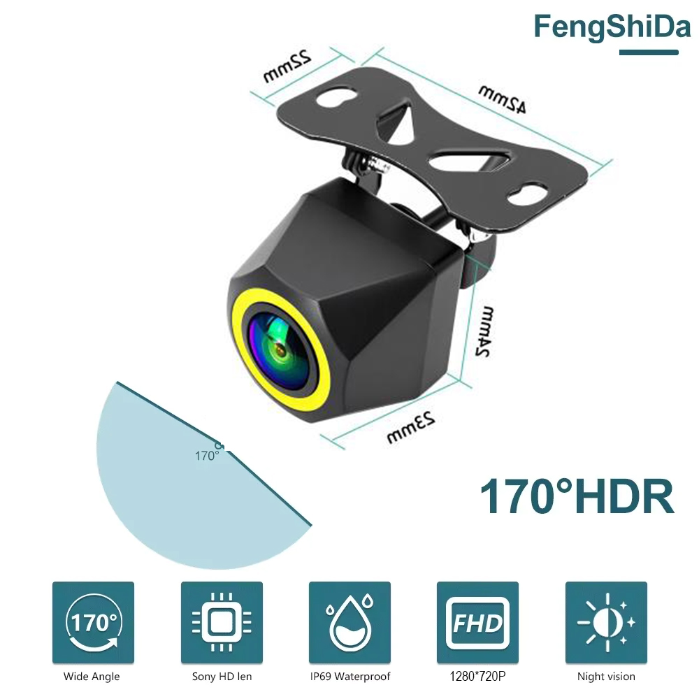 AHD Car Rear View Camera 170° Fisheye Golden Lens Full HDR Night Vision ...