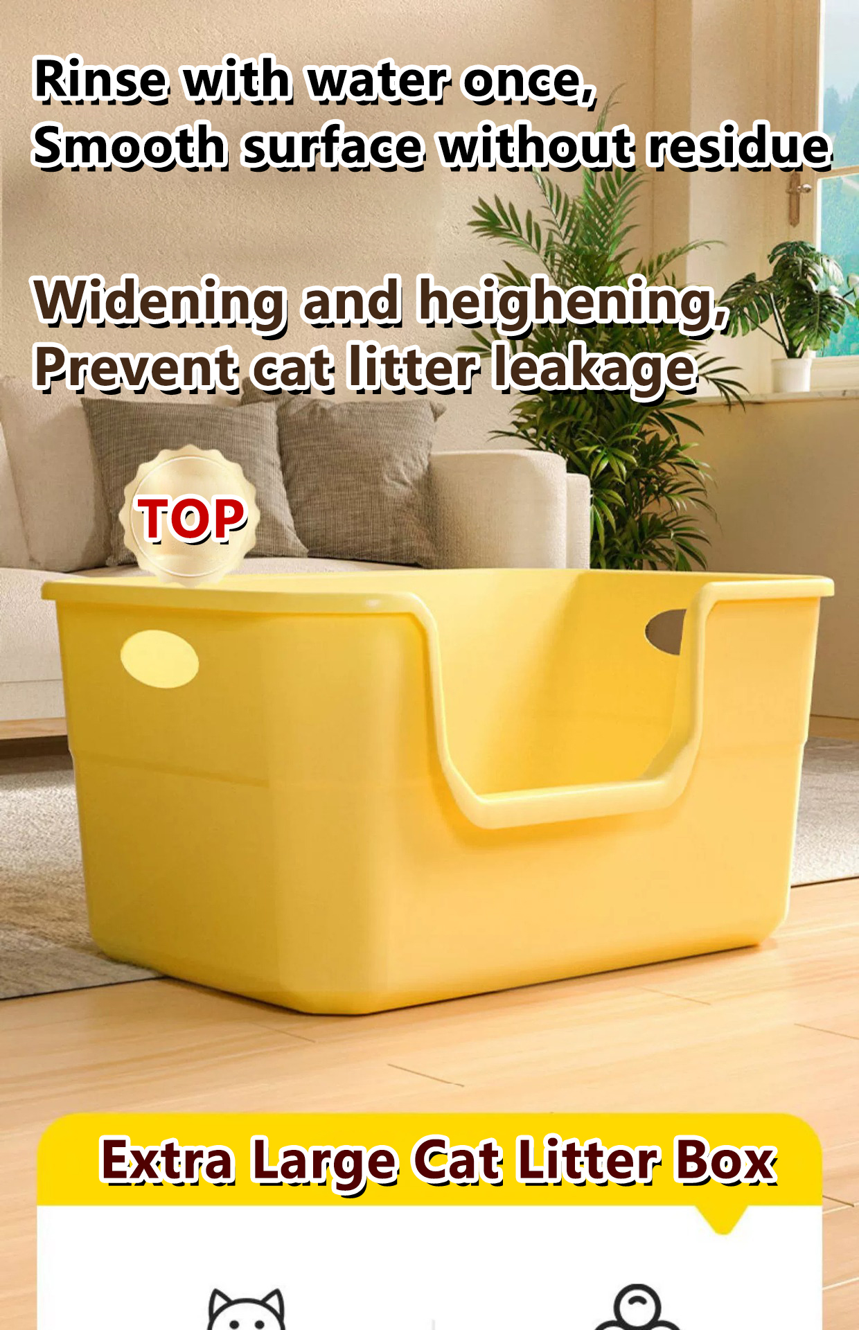 【BESAR XXL】Xtra Large Deep Cute Open Cat Litter Box Deeper Anti-splash ...