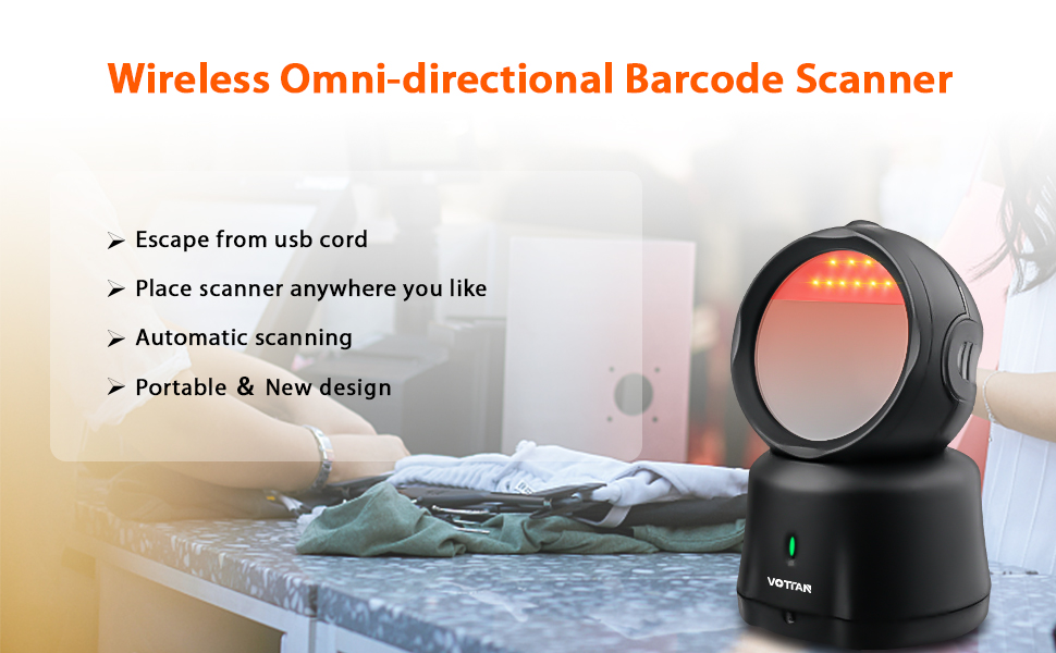 Omni-Directional Barcode Scanner, Bluetooth & 2.4G Wireless Hands-Free ...