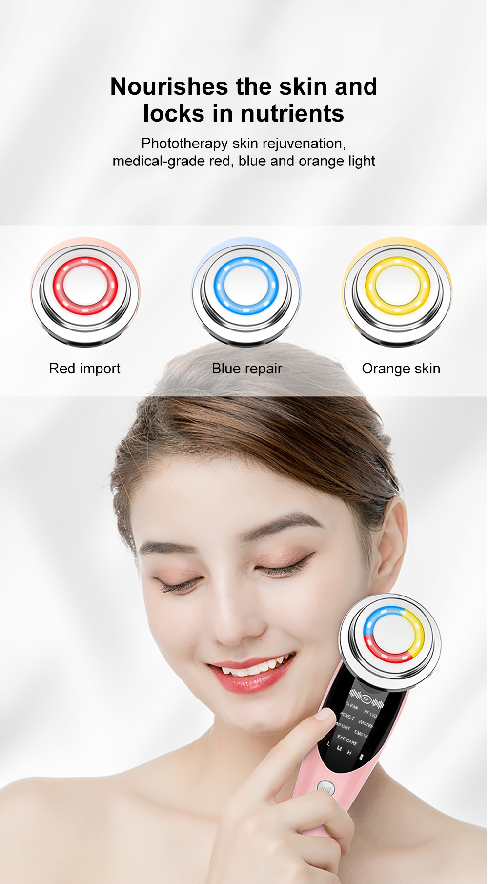 INMSART 7 in 1 EMS Microcurrent Lifting Device Vibration LED Facial Rejuvenation Wrinkle Removal ...