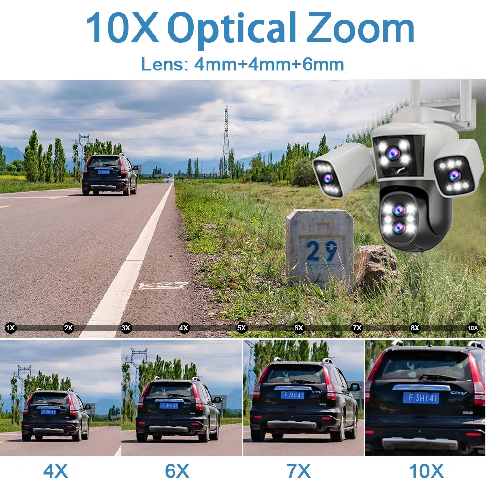 LLSEE 16MP 8K 4 Lens 10X Optical Zoom Night Vision Two-Way Call Waterproof CCTV Camera | Shopee ...