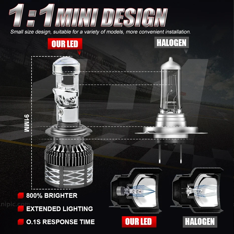 Bi LED H7 H4 Headlights Projector Lens 1500000LM H11 9005 HB3 9006 HB4 ...