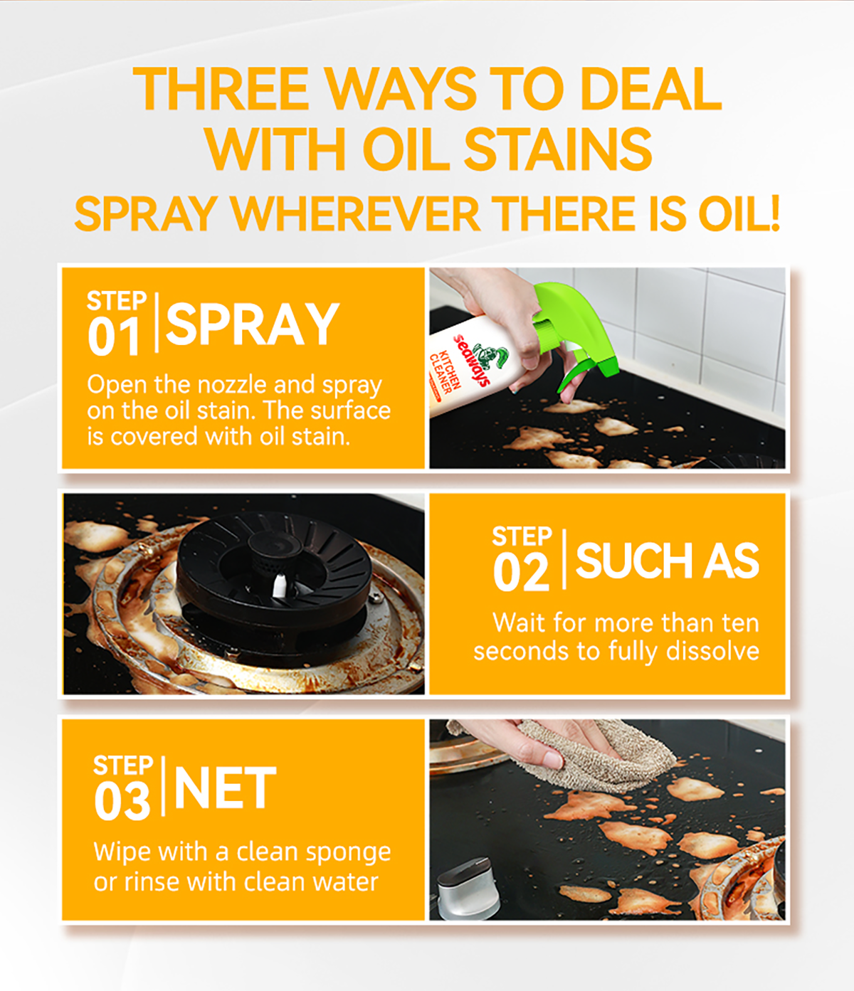 Seaways kitchen cleaner spray heavy oil kitchen cleaner oil stain ...