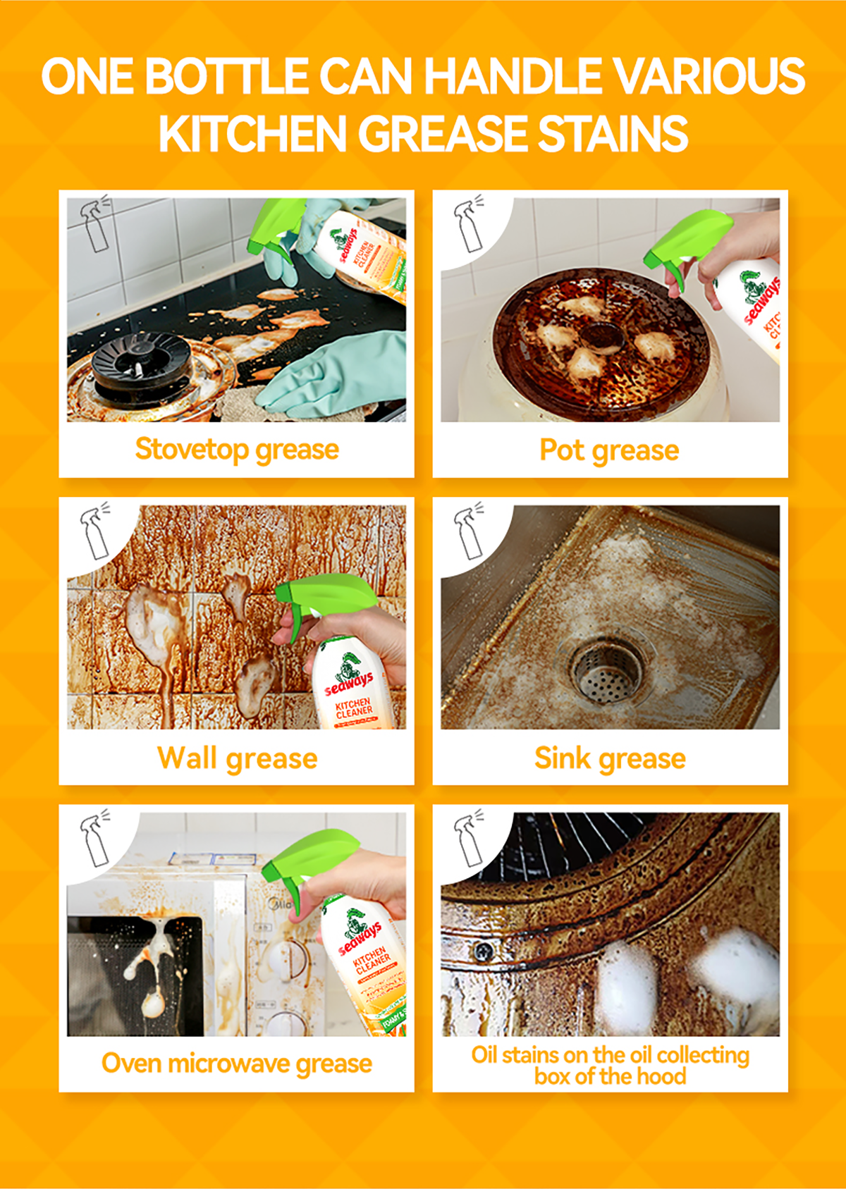 Seaways kitchen cleaner spray heavy oil kitchen cleaner oil stain ...