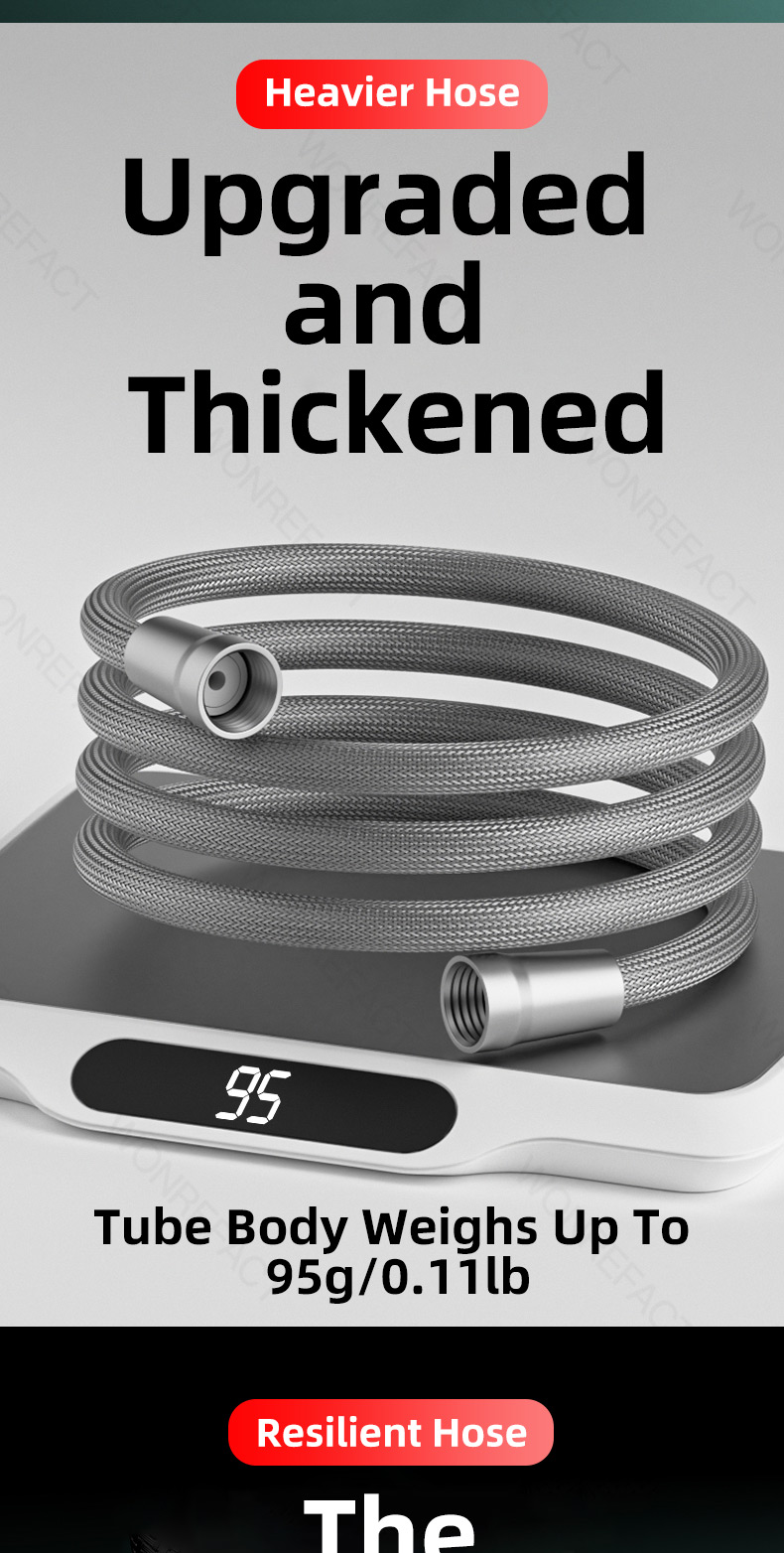 Gray Shower Hose Large Flow And High Pressure 1.5m/2m Bathroom Handheld ...