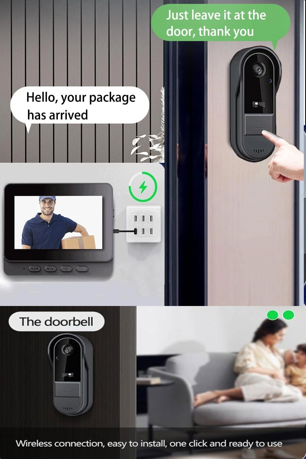 door bell with camera Waterproof True Wireless Video Doorbell Camera ...