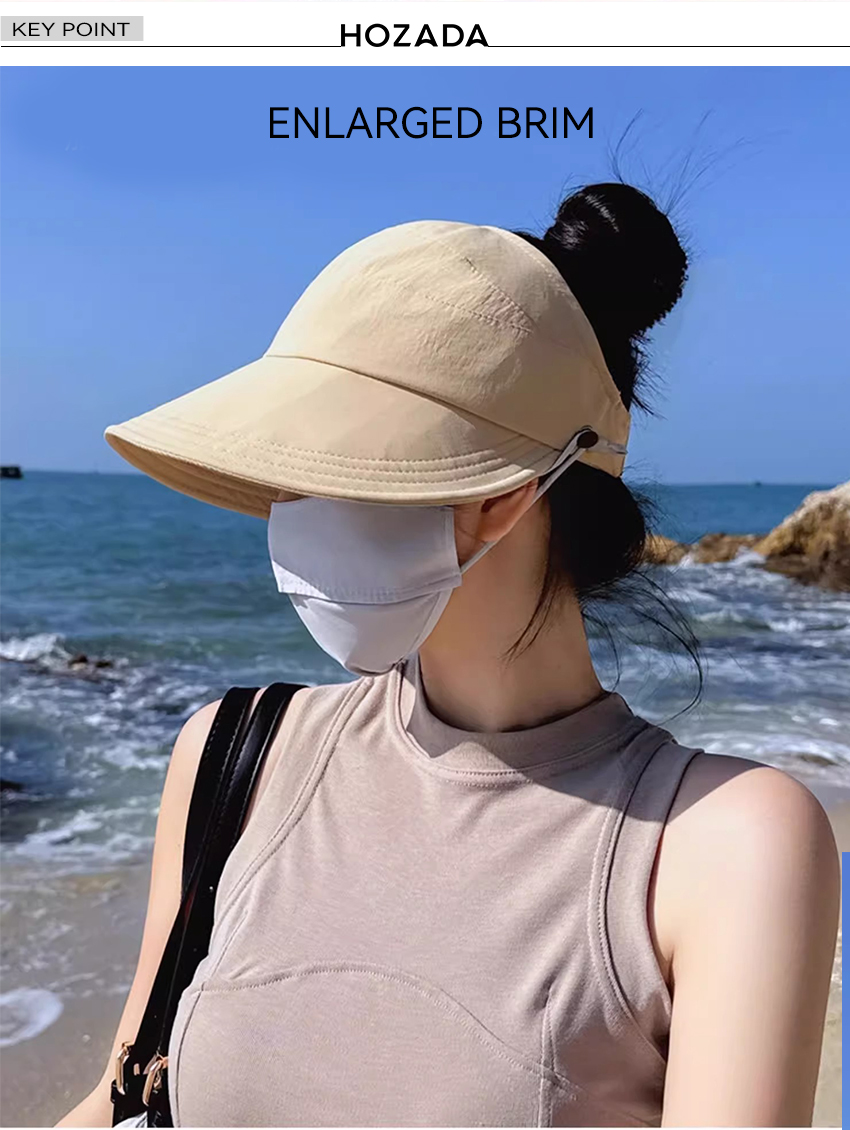 HOZADA Women Sun Cap Sun Visor Hat Half Empty Top Large Brim Women ...