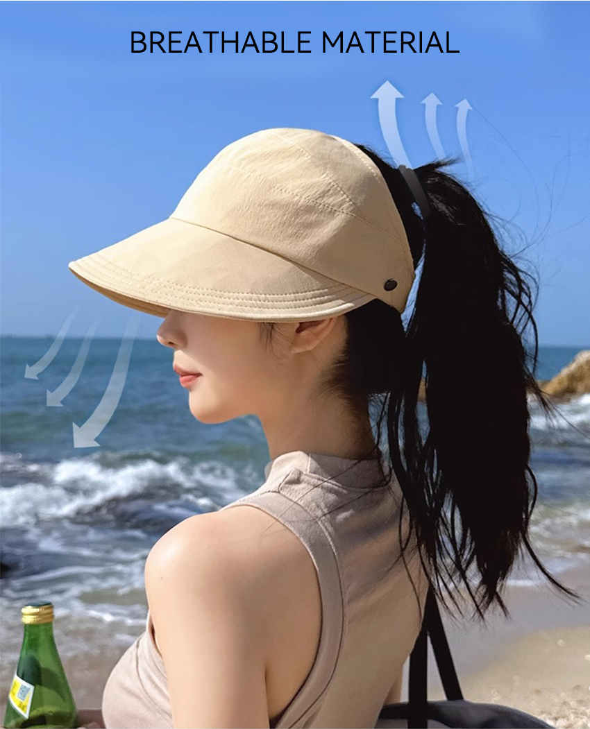 HOZADA Women Sun Cap Sun Visor Hat Half Empty Top Large Brim Women ...