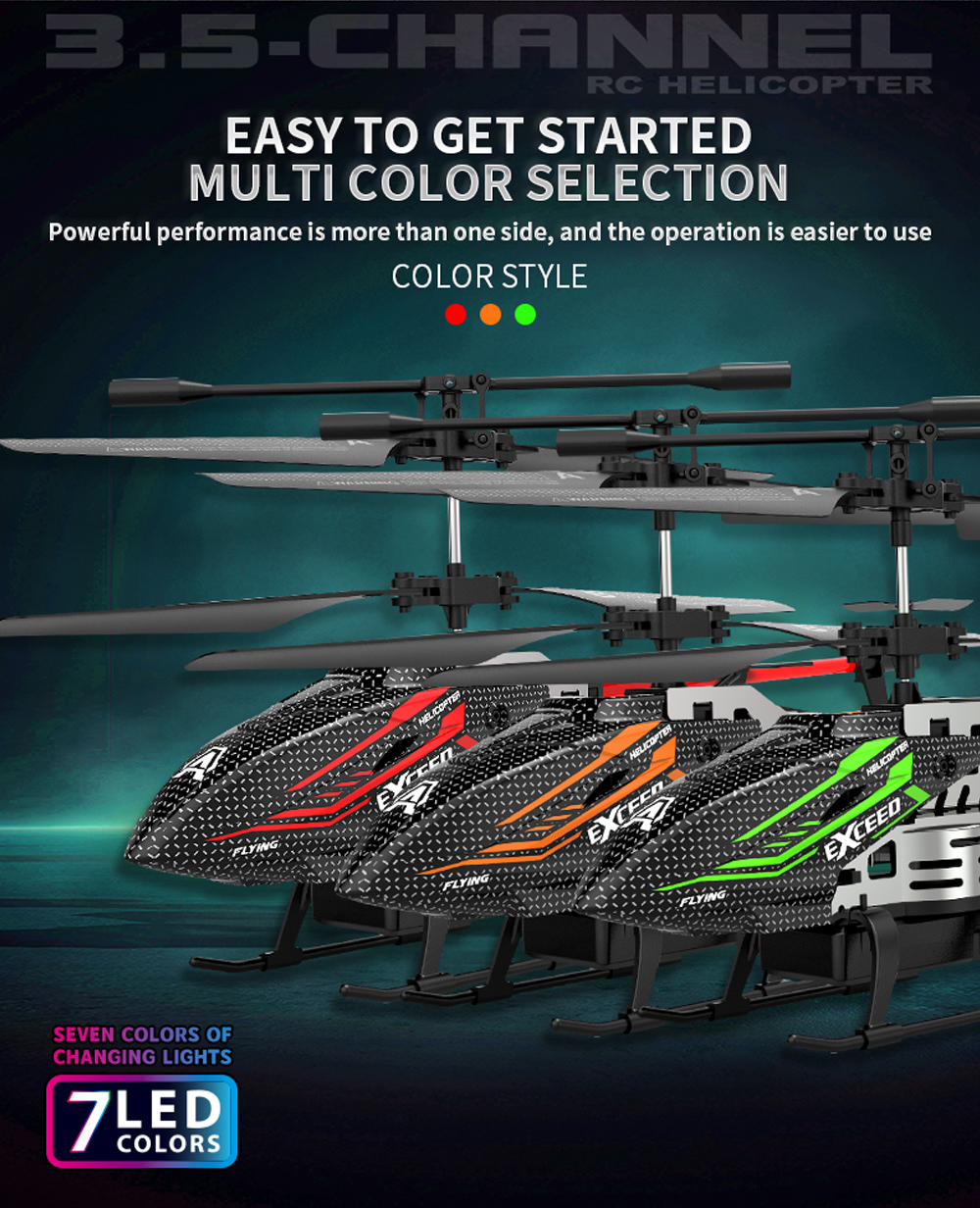 RC Helicopter Hover Fixed Height LED Colorful Light Aircraft 3.5 ...