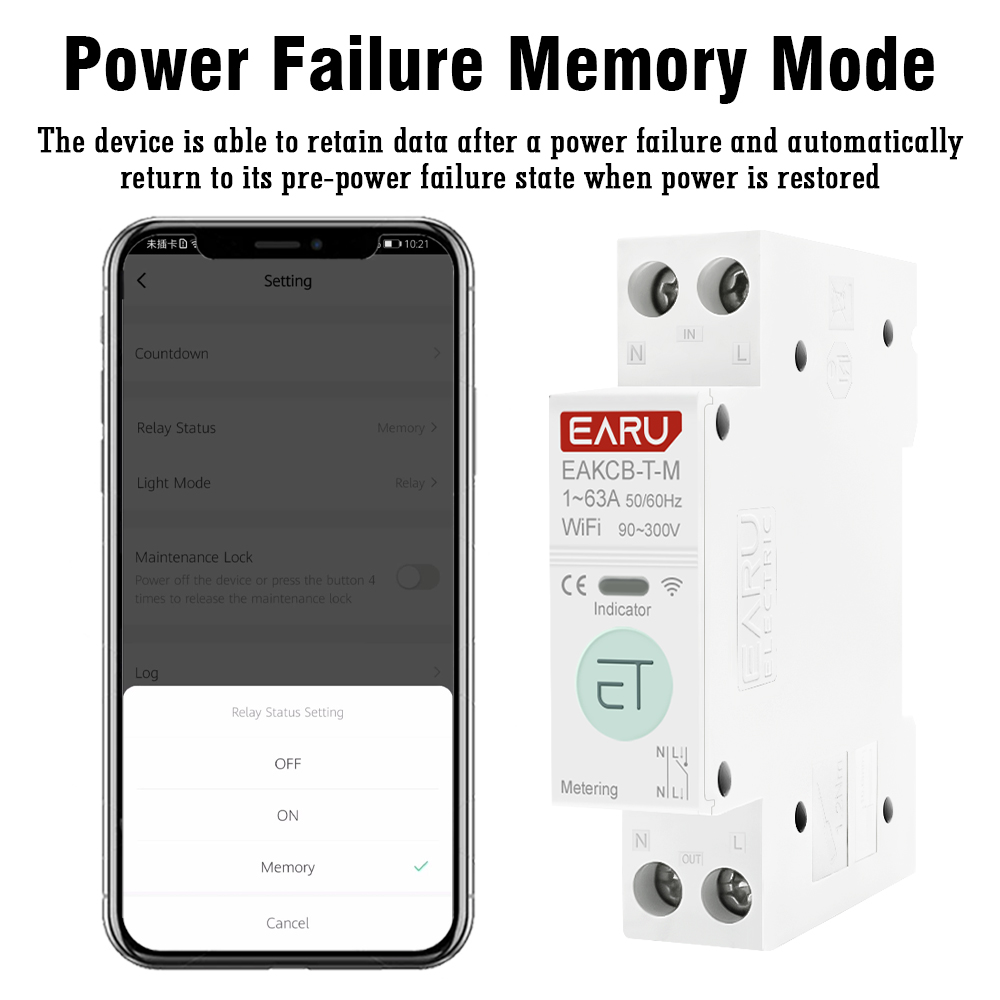 Work withs Tuya WiFi Zigbee Smart Circuit Breaker MCB 1P+N 63A Power ...