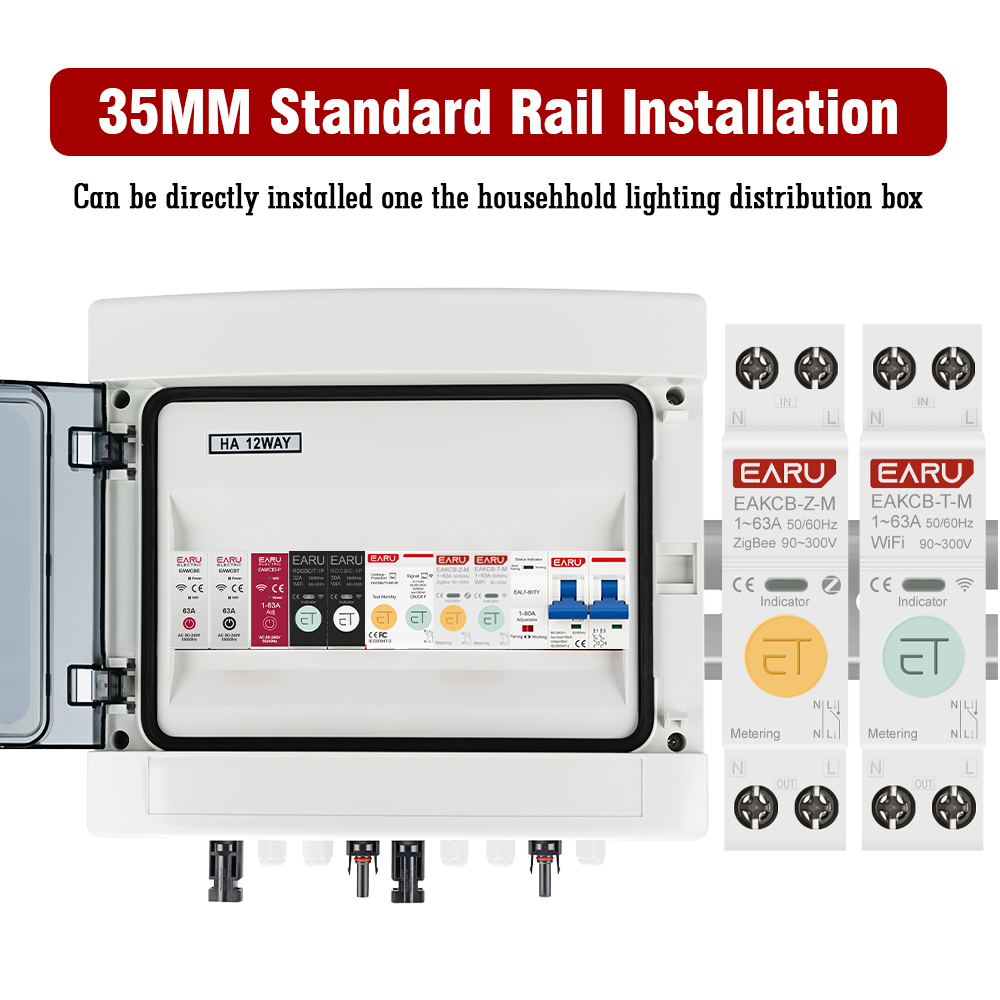 Work withs Tuya WiFi Zigbee Smart Circuit Breaker MCB 1P+N 63A Power ...