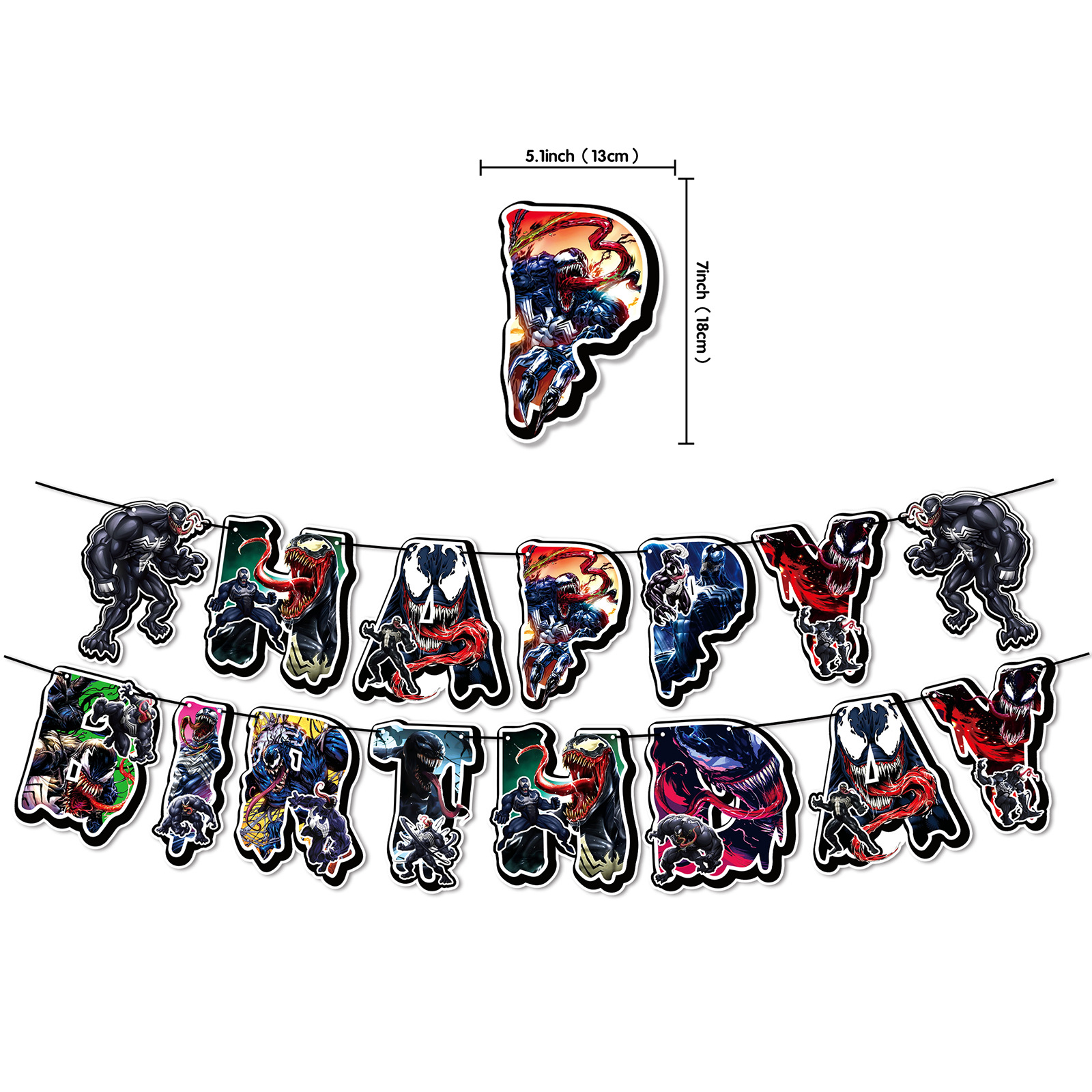 Venom Theme Party Decoration Kids Birthday Banner Cake Topper Balloon ...