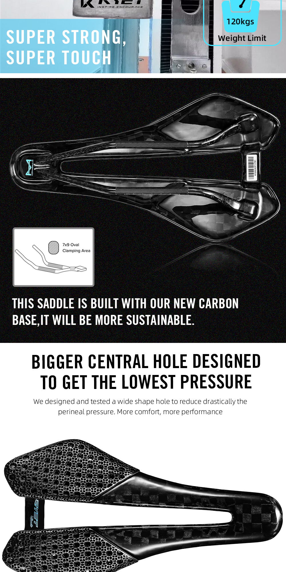 RYET New Design Full Carbon 3D Printed Saddle 12K PU Leather 102g 7x9 ...