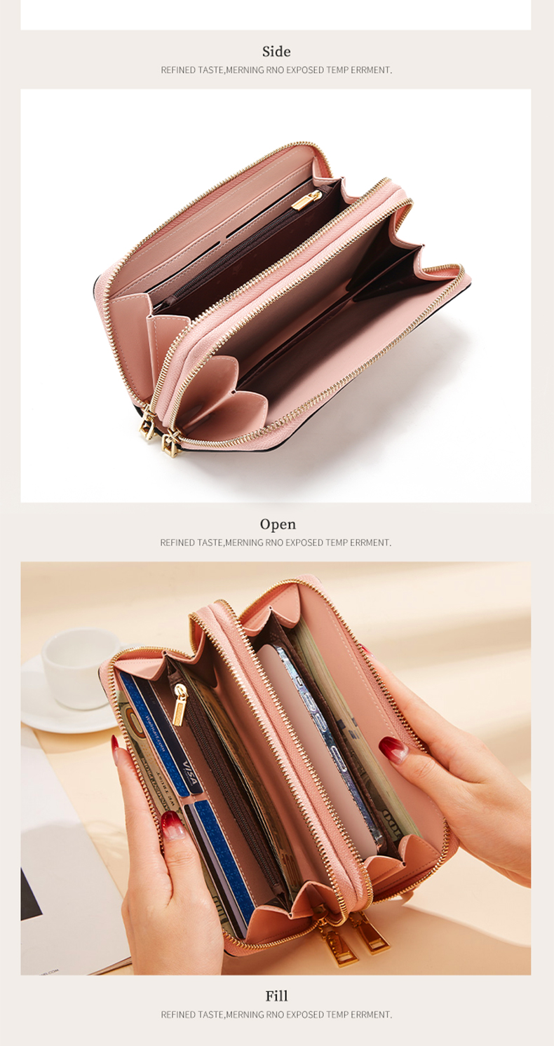 FOXER Women's Wallets Cowhide Wallets Long Purse Simple Design Zipper ...