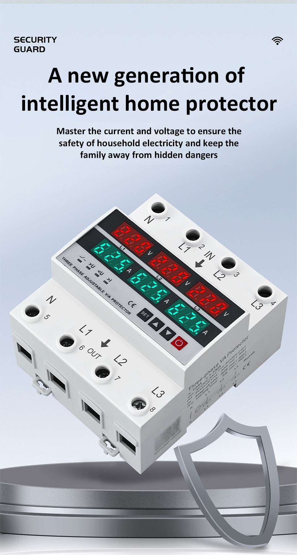 3 Phase Adjustable Over and Under Voltage Protector Overcurrent ...
