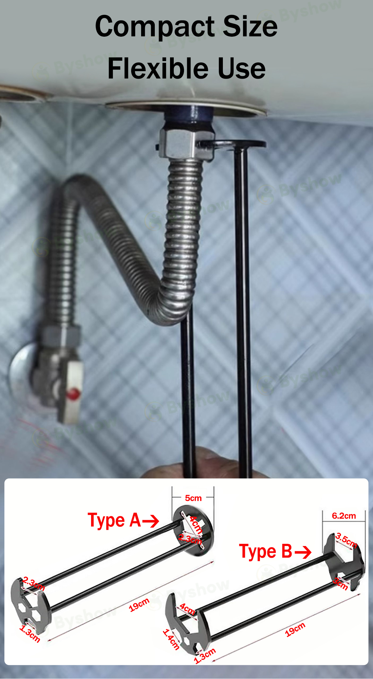 【Byshow】11 in 1 High Carbon Steel Faucet Wrench Multi Functional Sink ...