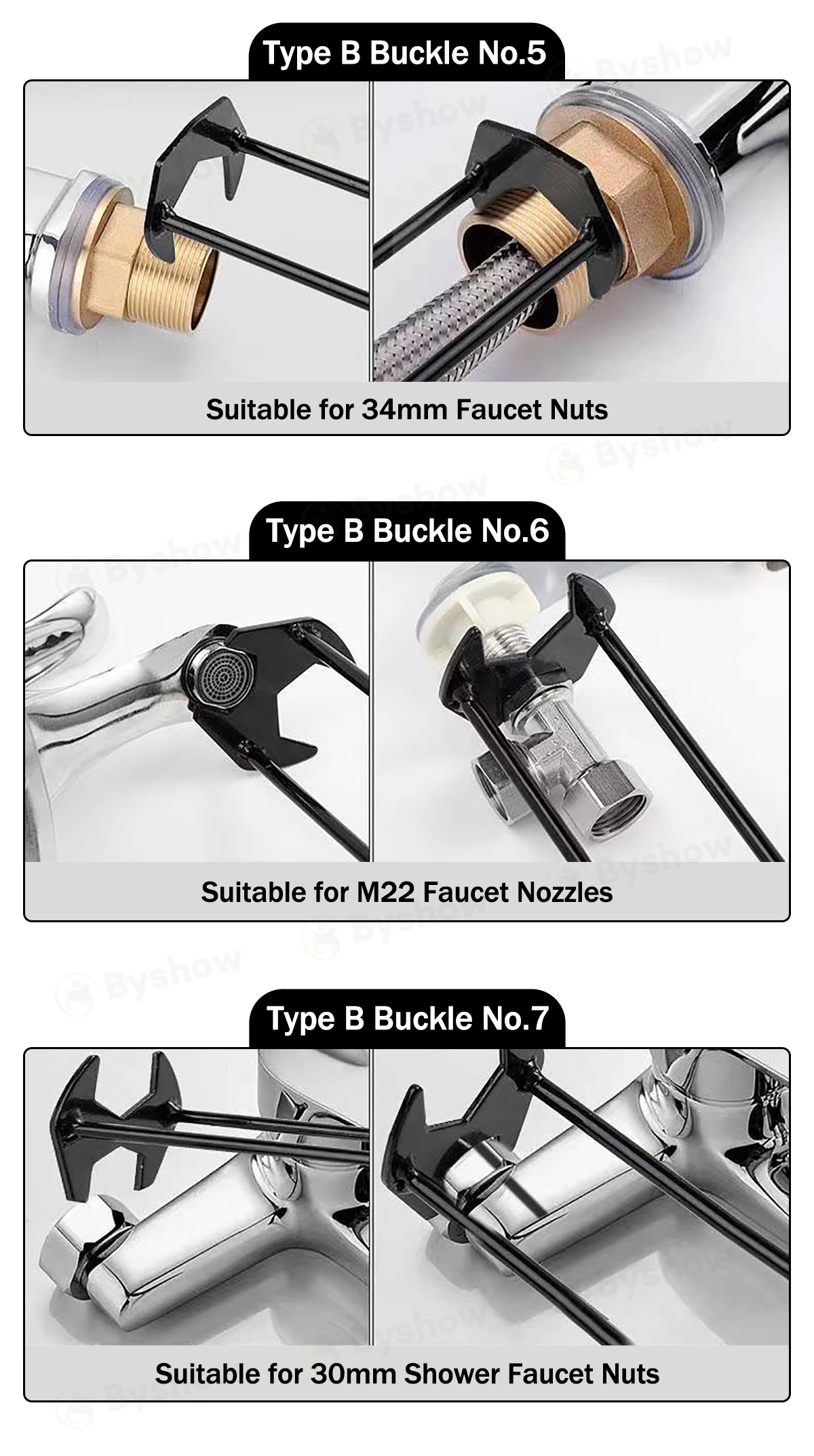 【Byshow】11 in 1 High Carbon Steel Faucet Wrench Multi Functional Sink ...